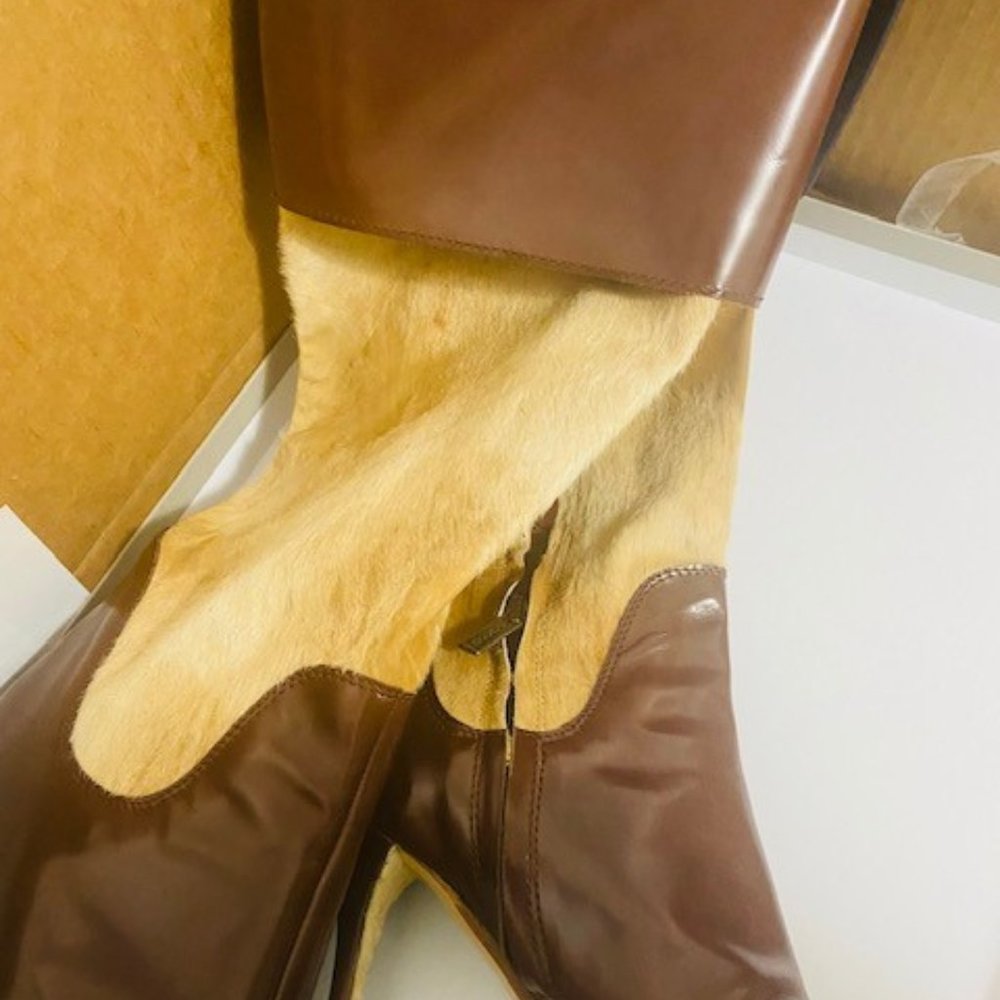 Brown Paten Leather W/Hair Italian Boot - Gem